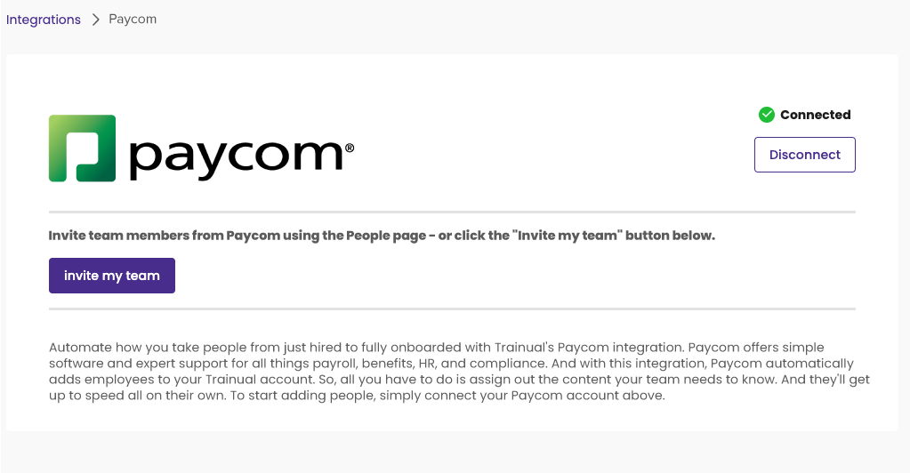Trainual + Paycom Integration